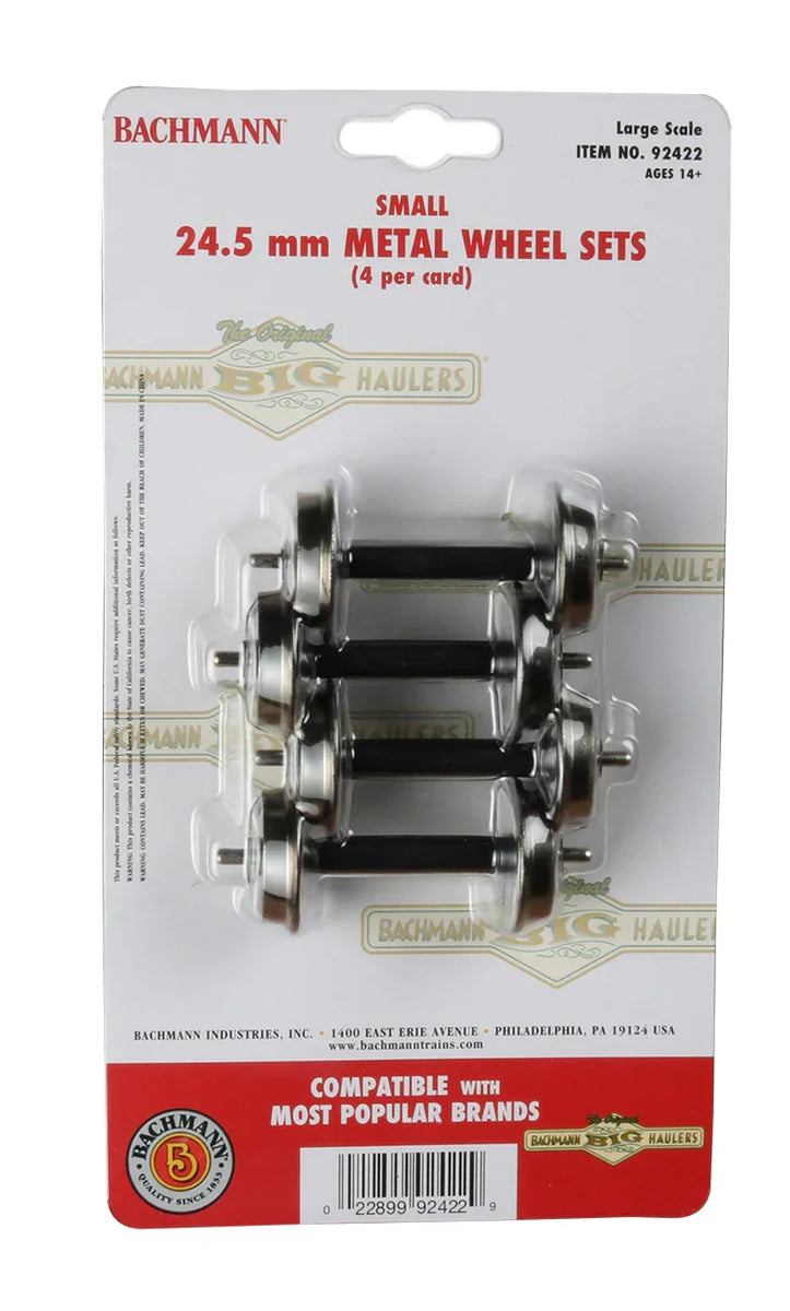 G Bachmann 24.5mm Metal Wheel Set (4/Card) 92422| MPM Hobbies