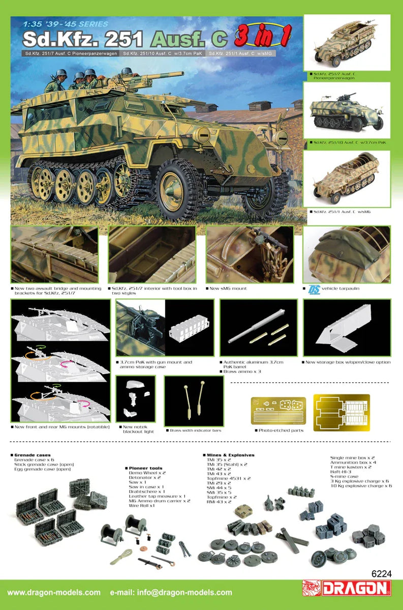 1/35 Dragon Models Sd.Kfz.251/7 Ausf.C Pionierpanzerwagen - 6224| MPM ...
