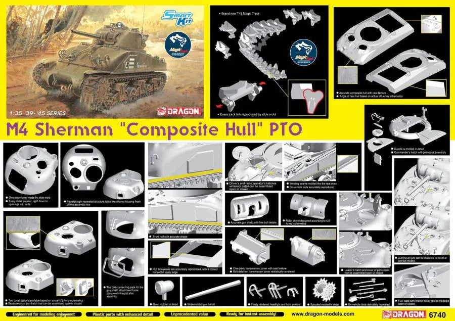 1/35 Dragon Models M4 Sherman "Composite Hull" PTO - 6740| MPM Hobbies