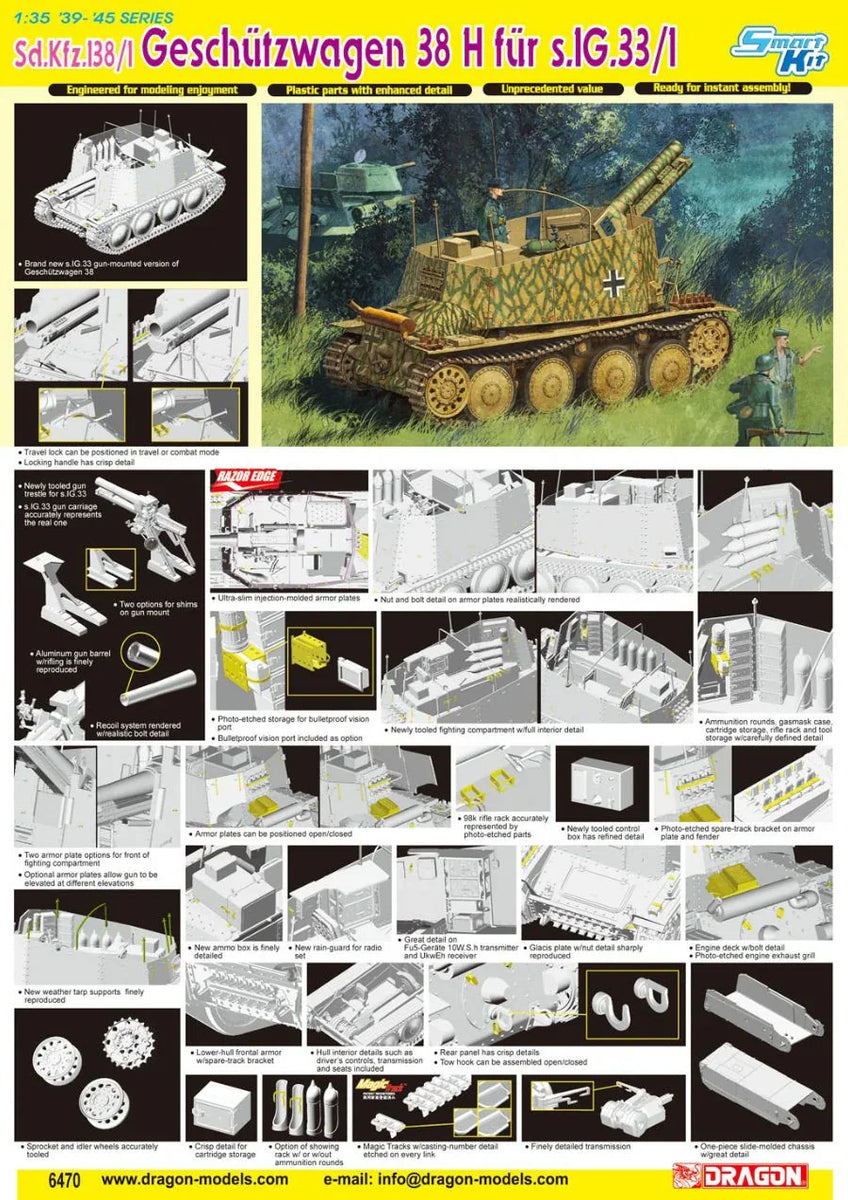 1/35 Dragon Models Sd.Kfz.138/1 Geschutzwagen 38 H Fur S.IG.33/1 - 647 ...