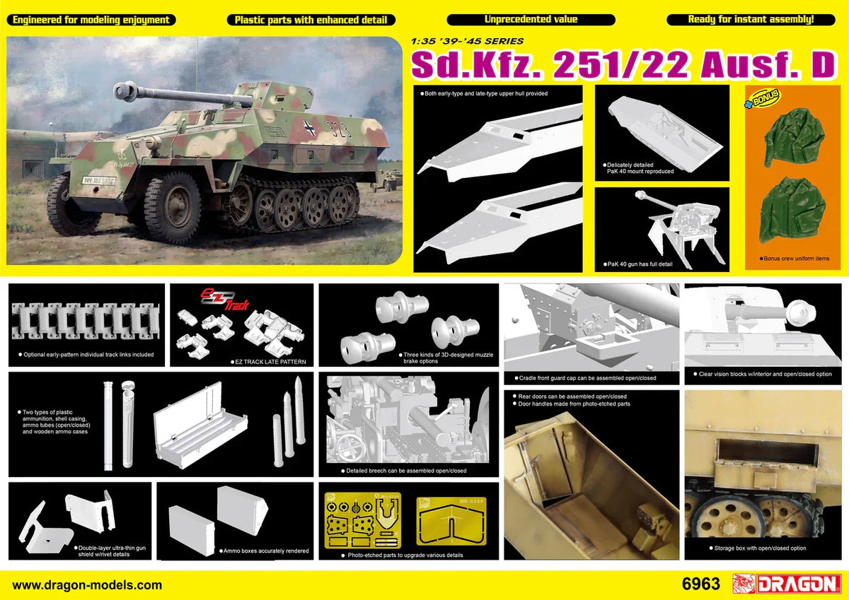 1/35 Dragon Models Sd.Kfz.251/22 w/7.5cm Pak 40 - 6963| MPM Hobbies