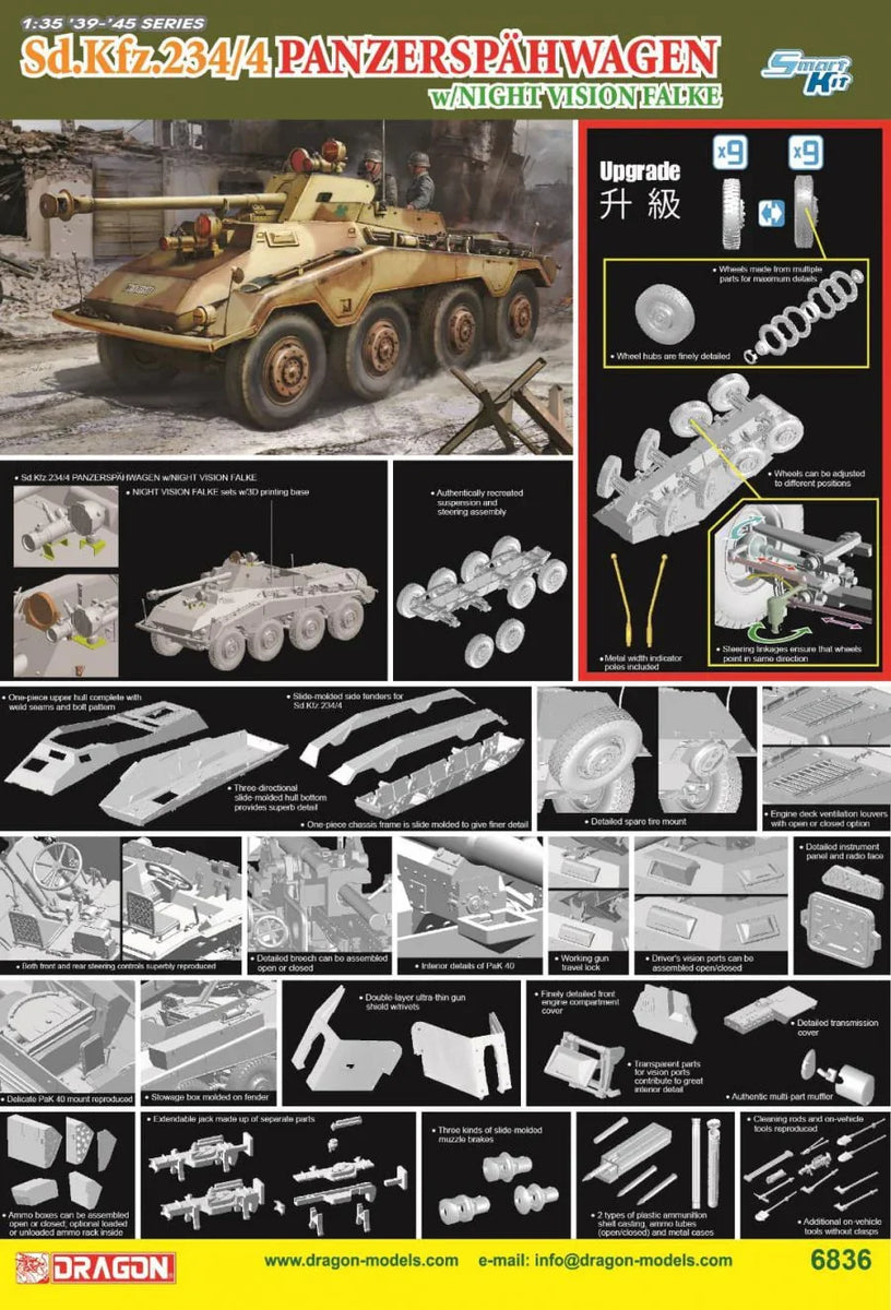 1/35 Dragon Models Sd.Kfz.234/4 Panzerspahwagen with Night Vision Falk ...