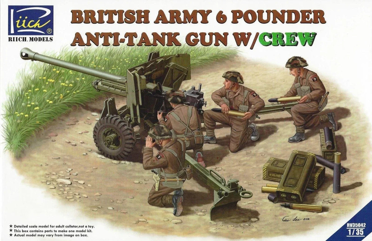 1/35 Riich British Army 6 Pounder Anti-Tank Gun w/Crew 35042| MPM Hobbies
