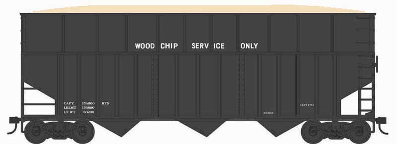 HO Bowser 70-T Rib Side Wood Chip Hopper Black Data 43434| MPM Hobbies