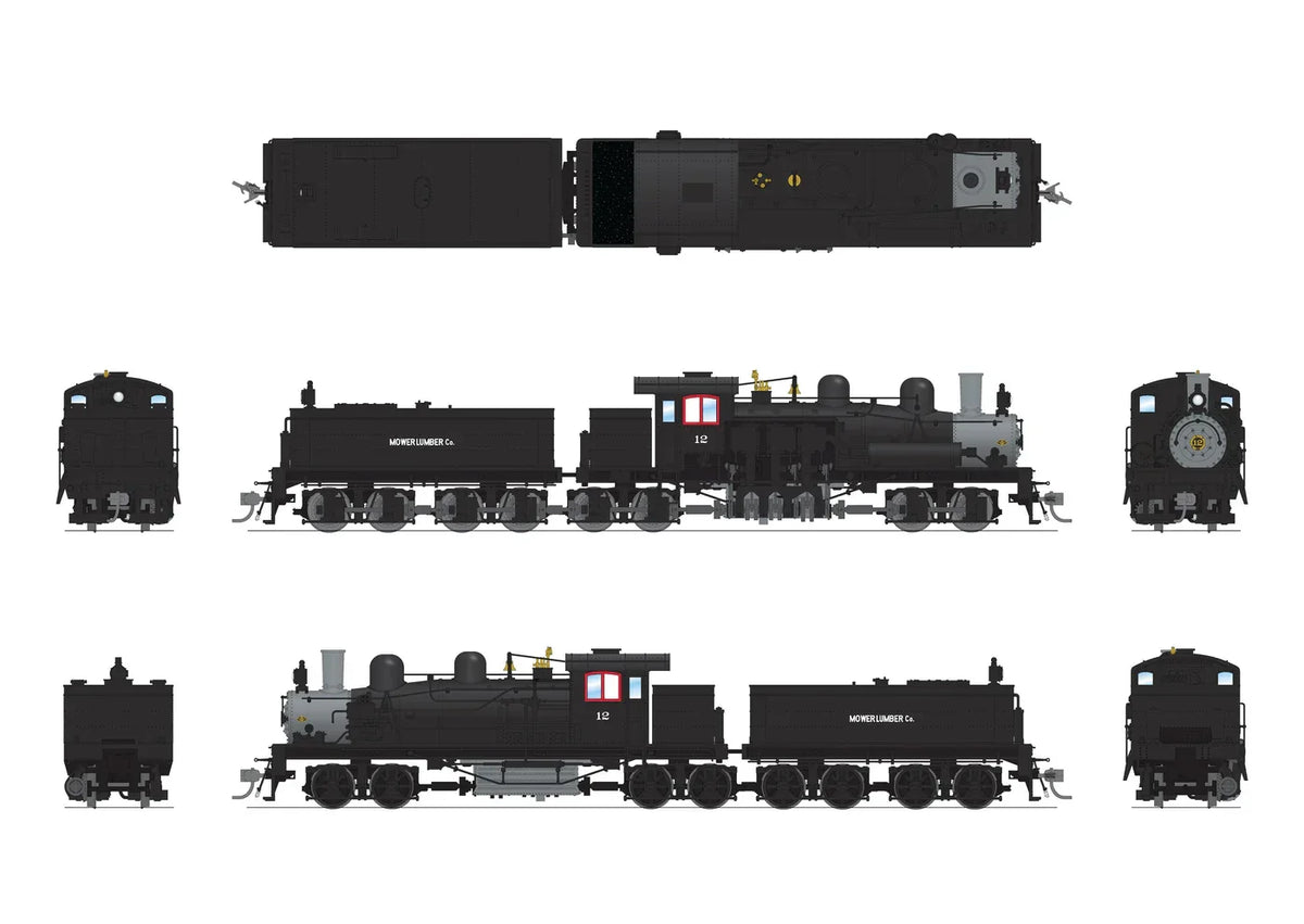 Broadway Limited HO Class D 4-Truck Shay Mower Lumber #12 Paragon4 DCC ...