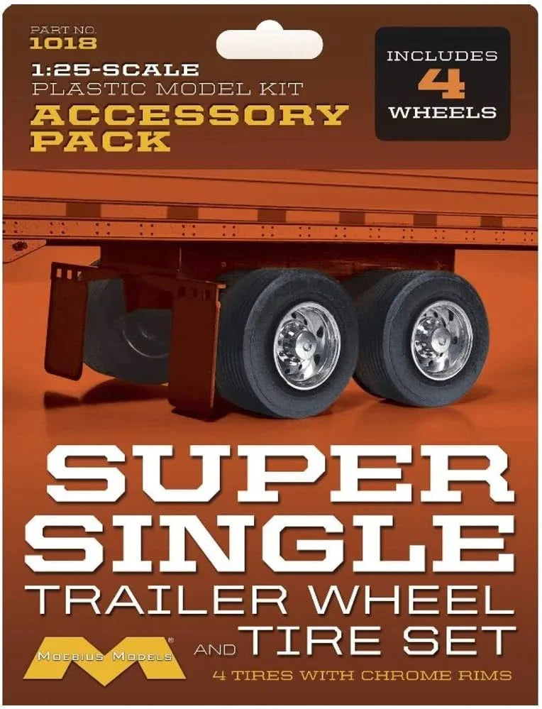 1/25 Moebius Super Single Trailer Wheel & Tire Set (4) 1018| MPM Hobbies