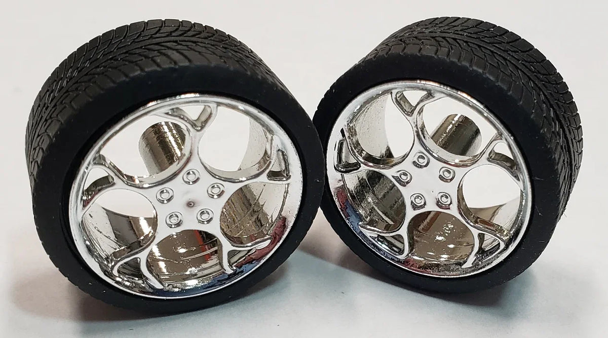 Pegasus “Swirl Star” Chrome Rims with Tires 1214| MPM Hobbies