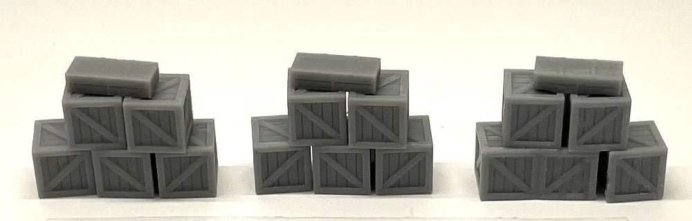 HO Phoenix Precision Stack of 5 3′ Cube Crates and 1 3' x 5' Crate Typ ...