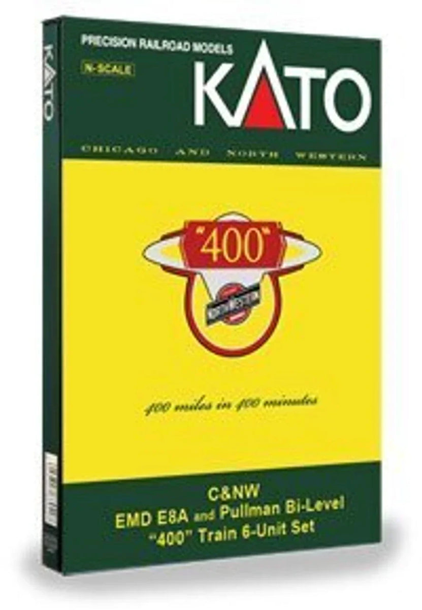 N Kato N C&NW EMD E8A and Pullman Bi-Level "400" Train 6-Unit Set w/ P ...