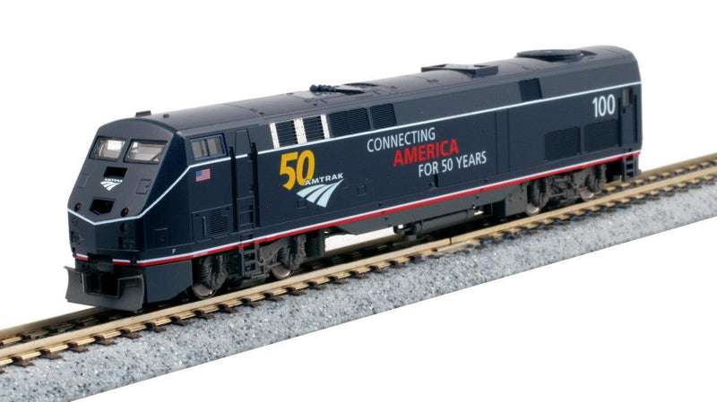 N Kato GE P42 "Genesis" Amtrak "Midnight Blue" #100 w/ 50th Anniversar ...