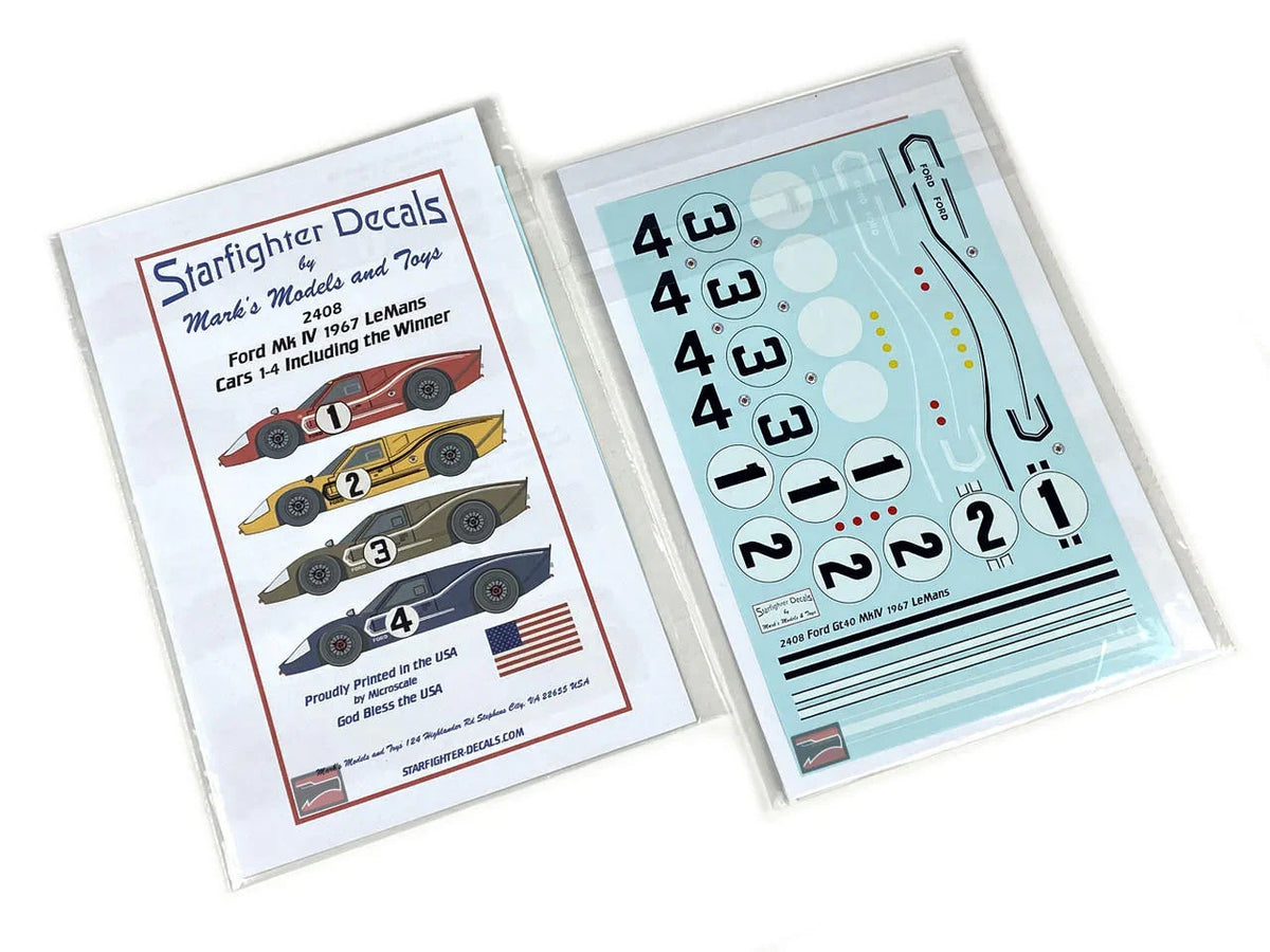 1/24 Starfighter Decals - Ford GT40 Mk IV Lemans 1967| MPM Hobbies