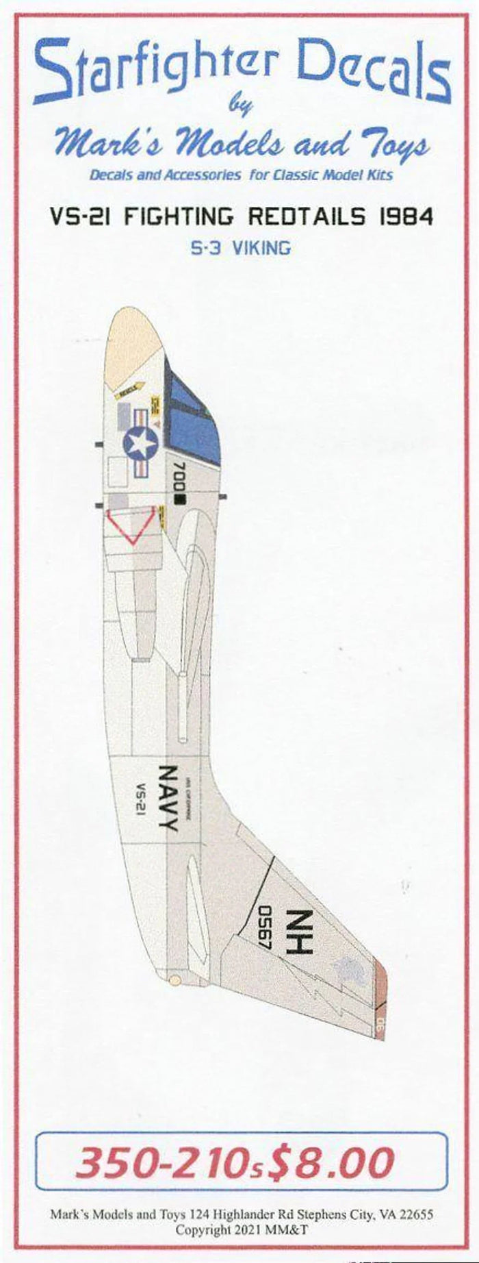 1/350 Starfighter Decals - VS-21 Fighting Redtails 1984 S-3 Viking| MPM ...
