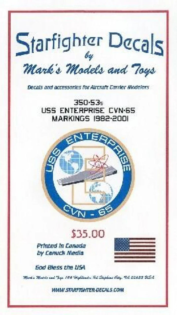 1/350 Starfighter Decals - USS Enterprise CVN65 1982-01 for Tamiya Kit ...