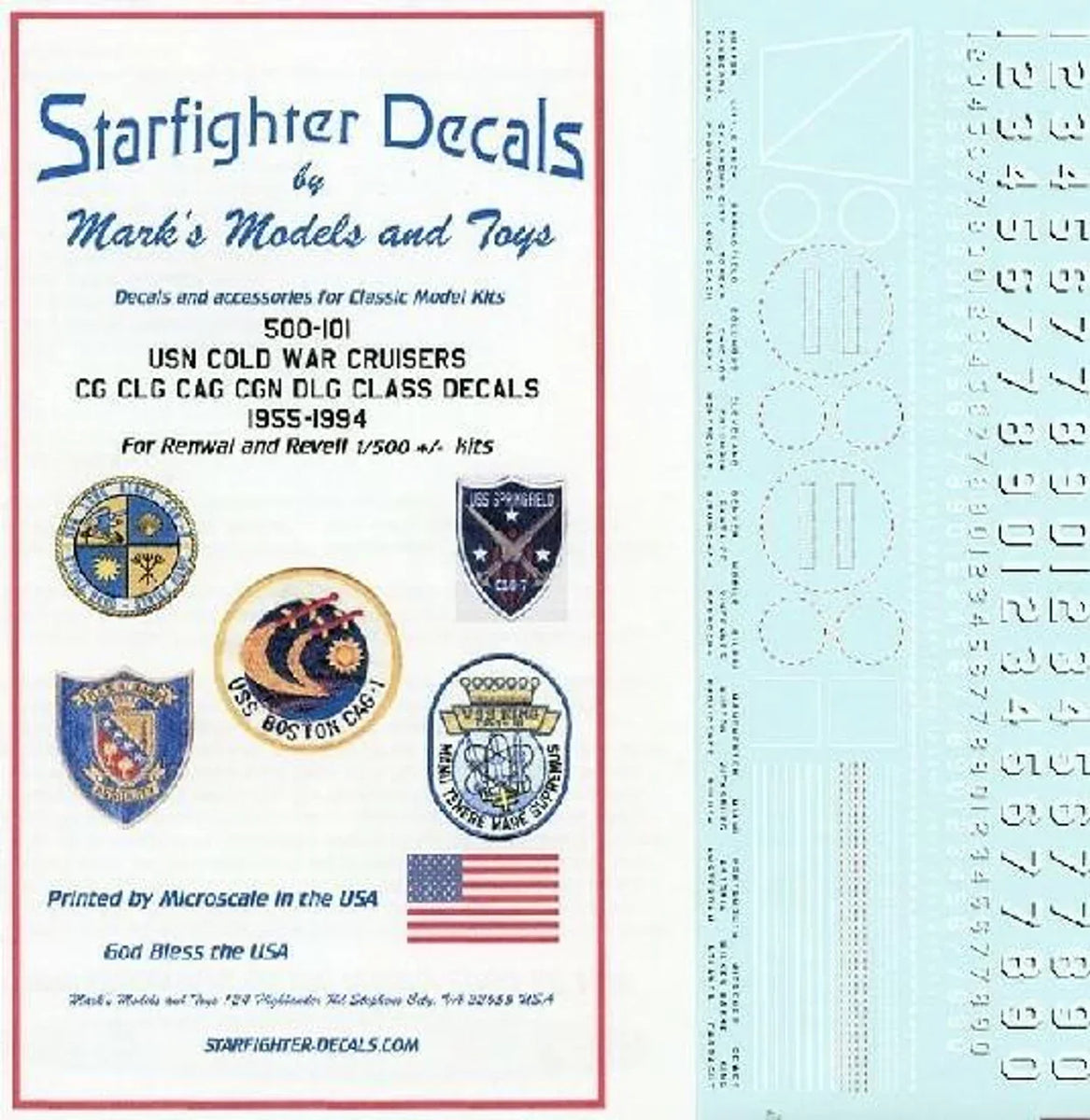1/500 Starfighter Decals - USN Cold War Cruisers| MPM Hobbies
